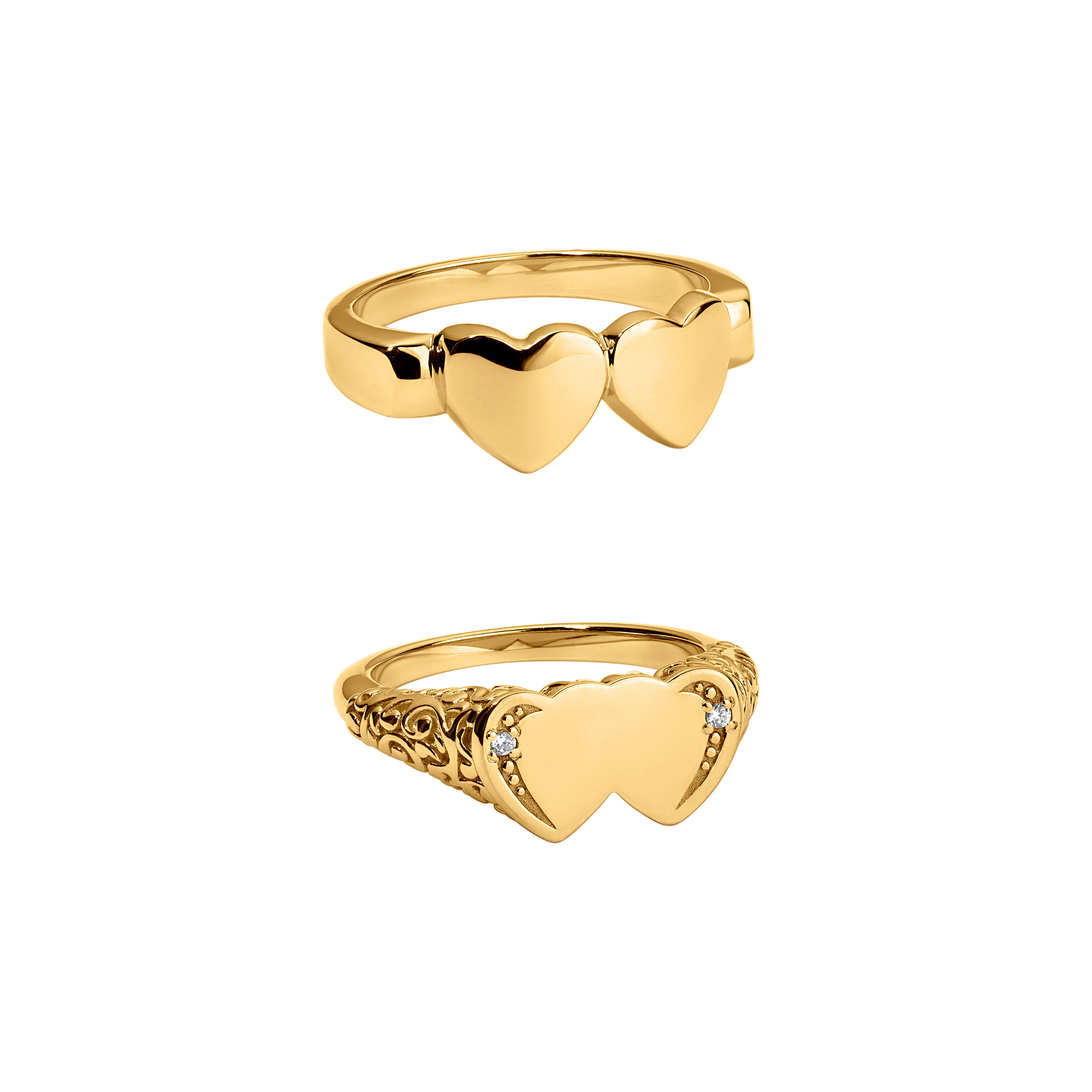 Double Heart Ring Set